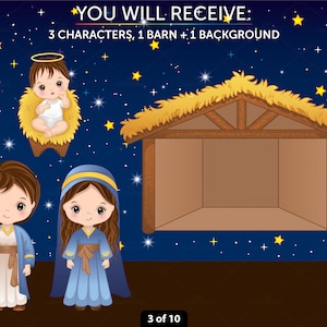 Nativity Scene Clipart, Vector Religious, Bible, Baby Jesus, Joseph and ...