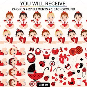 Ladybug Baby Girl Clipart - Vector Baby Clipart, Sticker Clipart ...