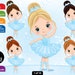 Little Ballerina Clipart, Vector Ballerina, Ballet, Bun, Blue Tutu ...