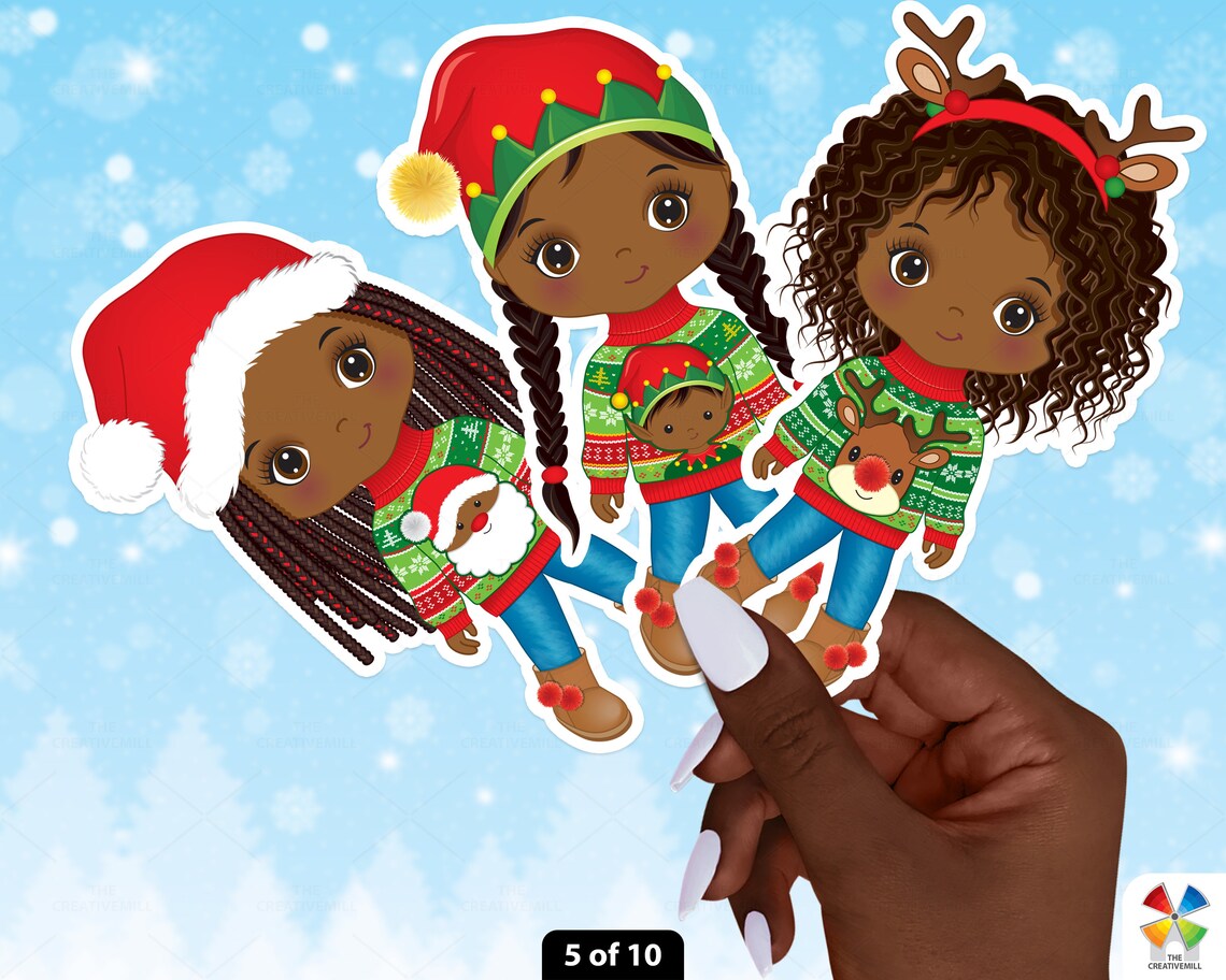 Christmas Girl Clipart Vector Little Girl Doll Character - Etsy