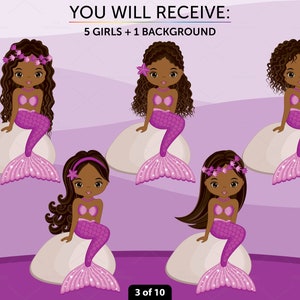 African American Mermaids Clipart - Vector Mermaids Clipart, Fish Girls ...