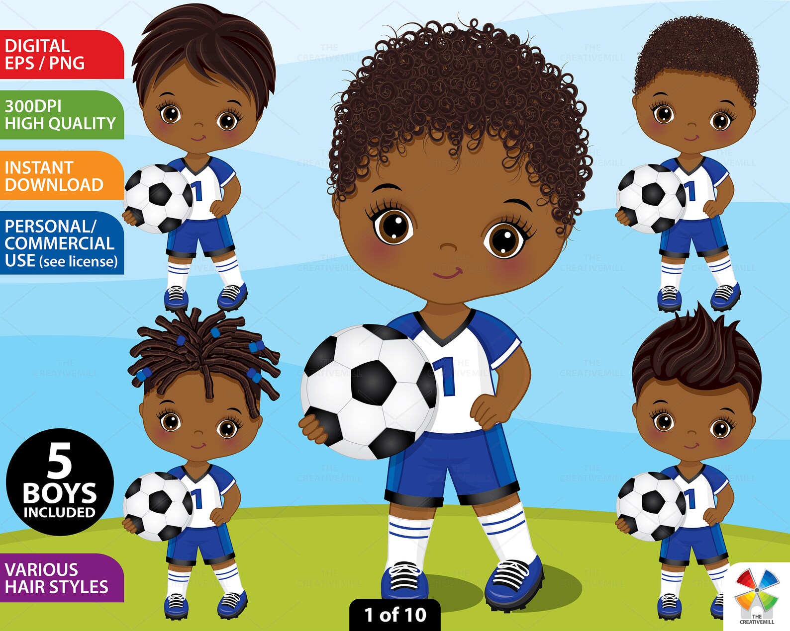 Soccer Black Boy Clipart, Vector Football, Cute Little Boy, Sport, Afro ...