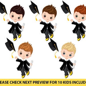 Graduation Kids Clipart Vector Preschool Clipart Student | Etsy UK