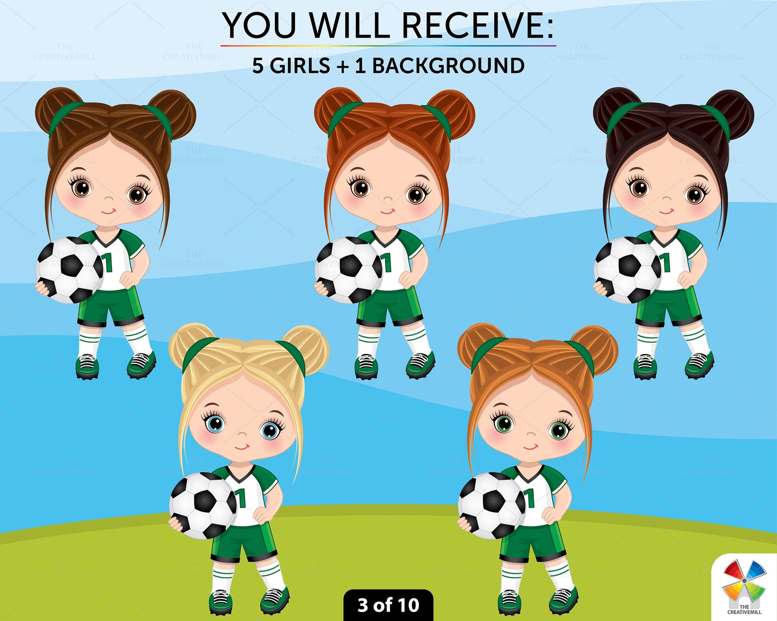Soccer Girl Clipart Vector Football Cute Little Girl Sport - Etsy