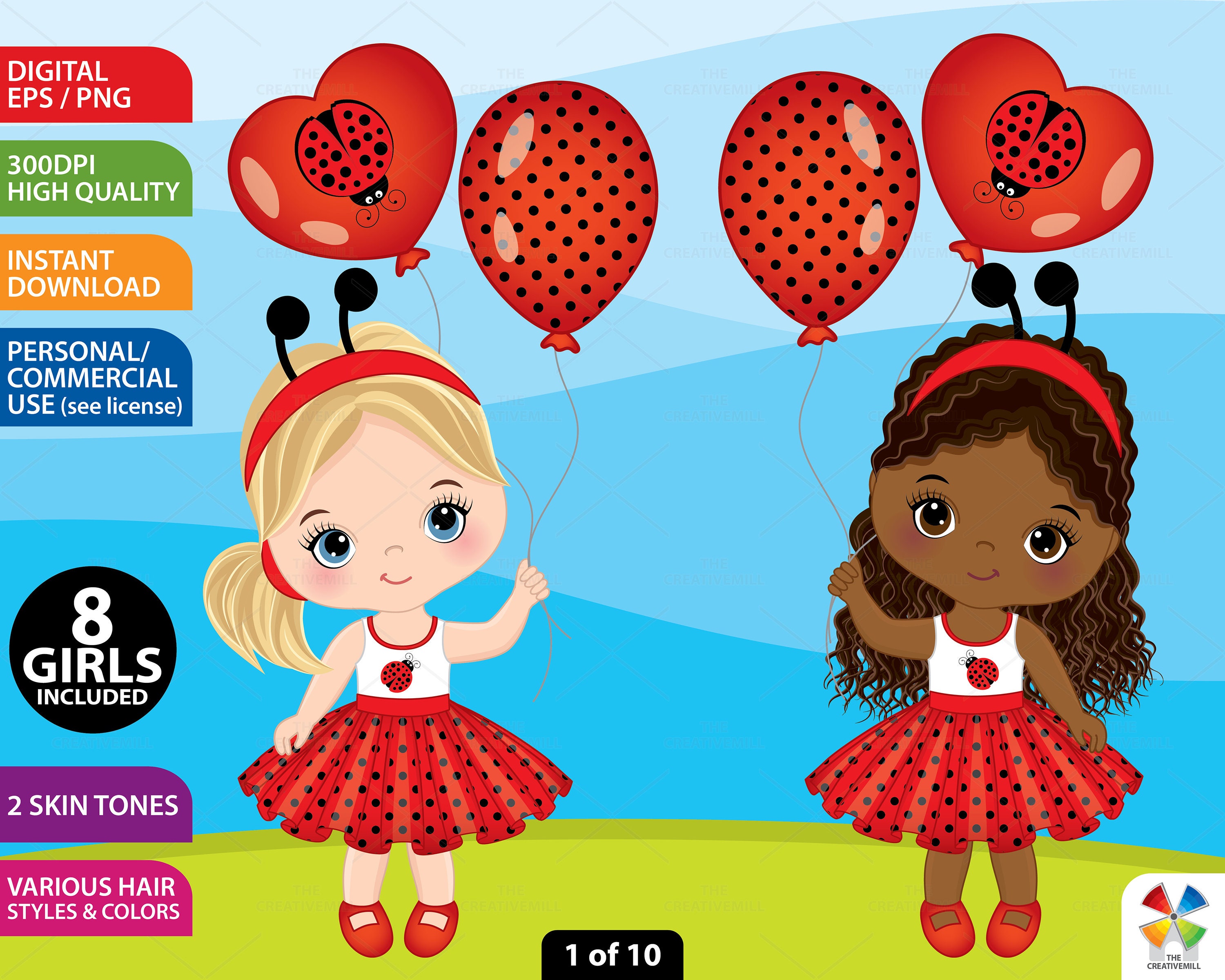 Ladybug Clipart - Vector Ladybird Clipart, Girl Clipart, Ladybug Girls ...