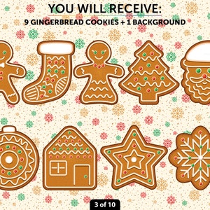 Gingerbread Clipart, Vector Cookies, Merry Christmas, Xmas PNG, Cute ...