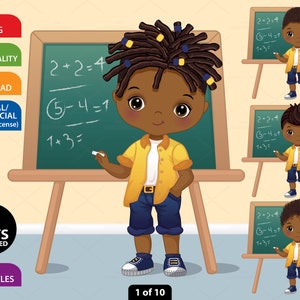 School Black Boy Clipart, Vector School, African American, Study ...