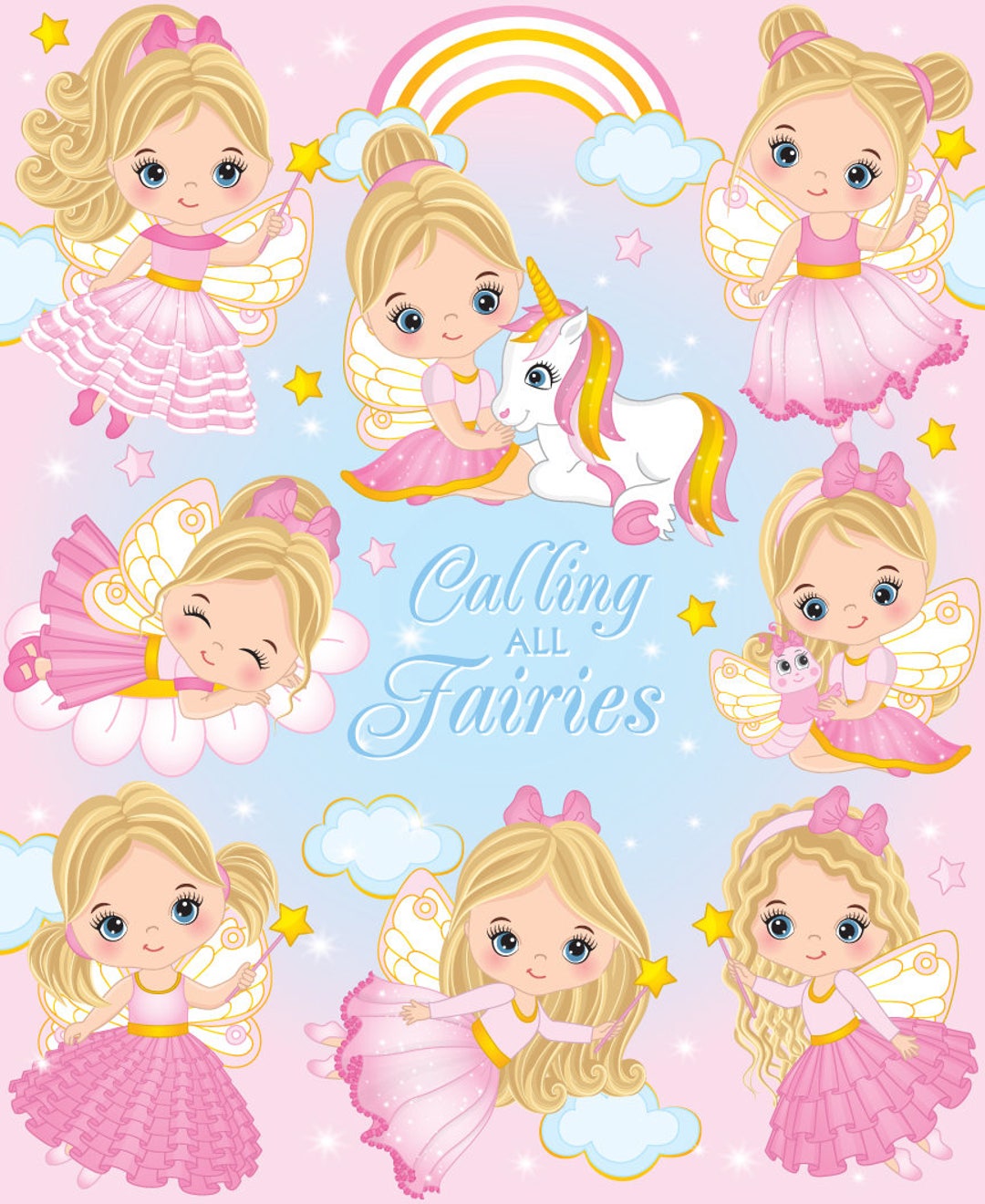Little Fairy Clipart - Vector Fairy Clipart, Princess Clipart, Fairy ...