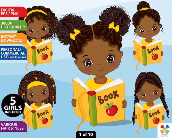 Black Students Studying Clip Art