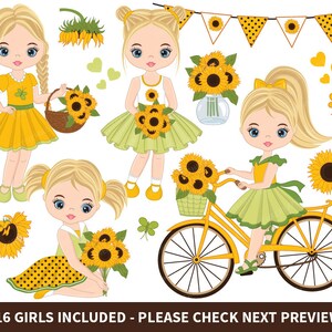 Sunflowers Clipart - Vector Sunflowers Clipart, Girls Clipart ...