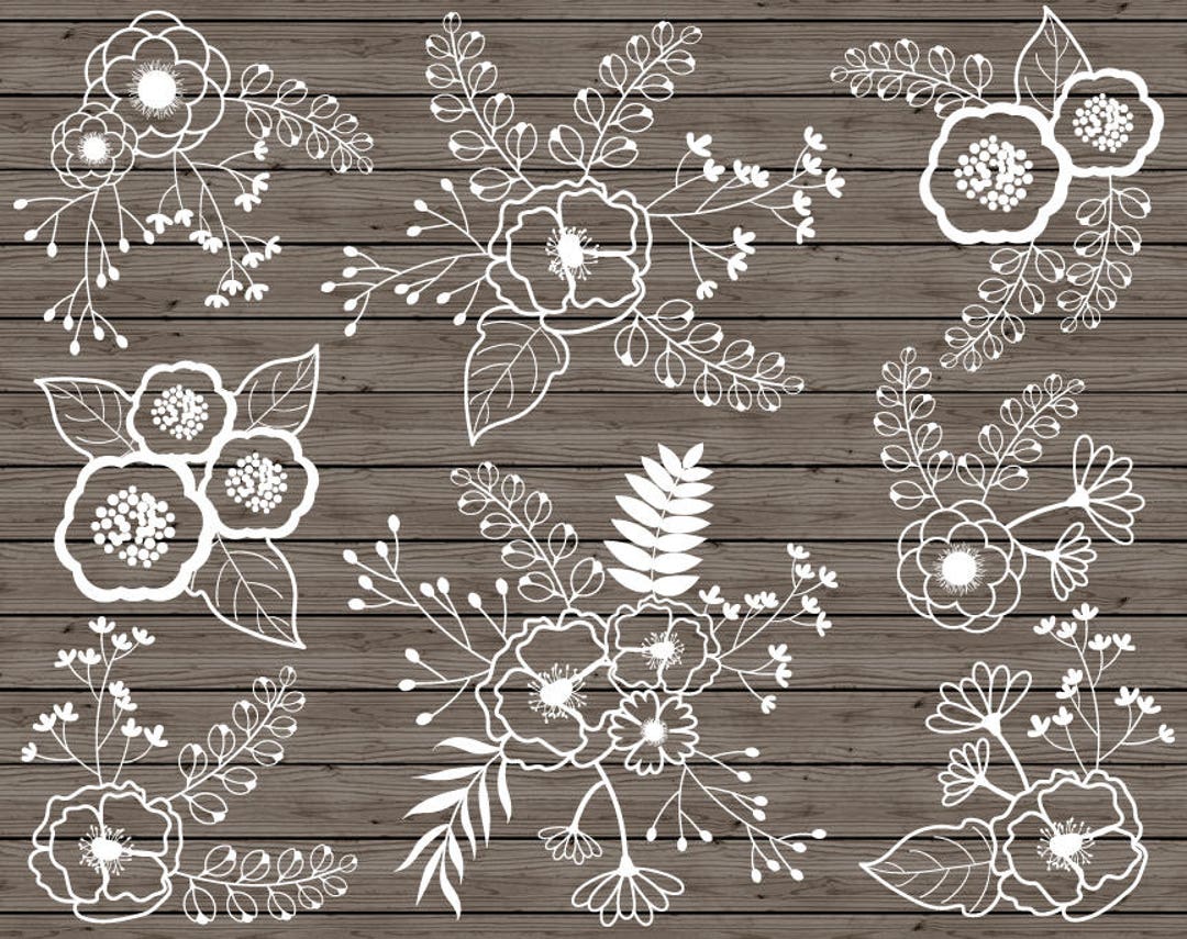 Rustic Floral Clipart - Vector Flowers Clipart, Rustic Flowers Clipart ...