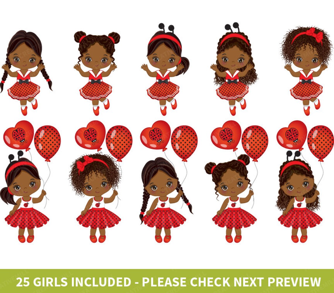 Ladybug Clipart Vector Ladybird Clipart African American - Etsy