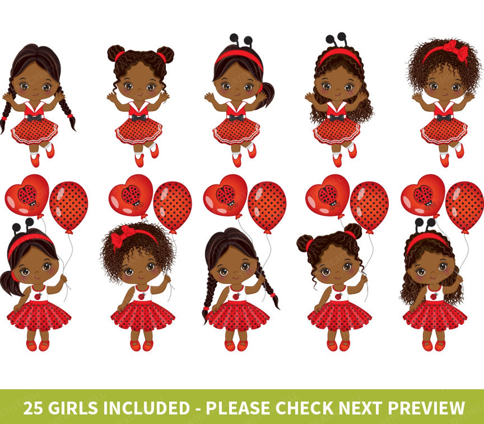 Ladybug Clipart Vector Ladybird Clipart African American - Etsy