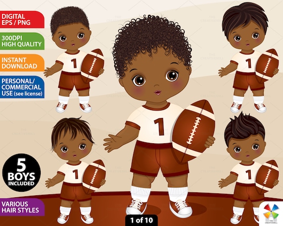 Kids Playing American Football Clipart