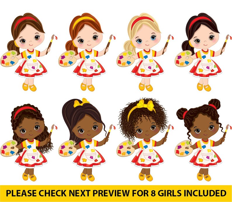 Artist Clipart Vector Artist Clipart Girl Clipart Artist | Etsy México