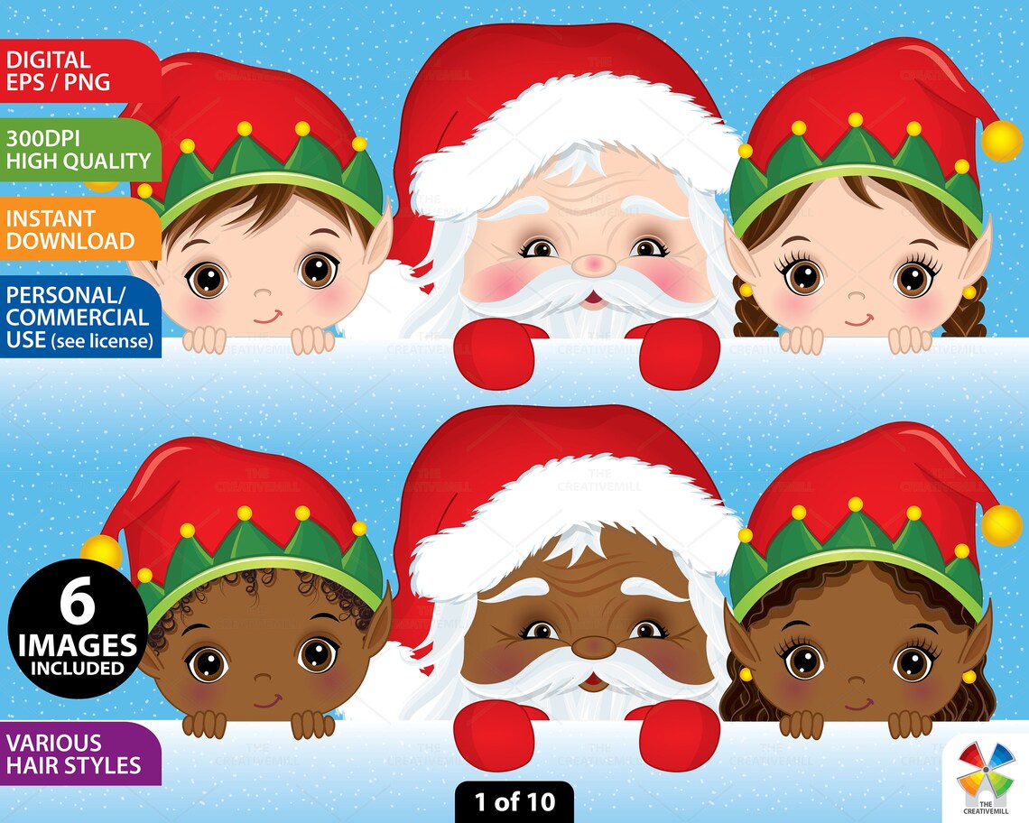 Peekaboo Christmas Clipart Vector Peek Merry Christmas Xmas - Etsy