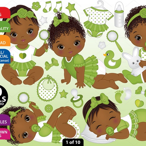 Baby Bundle Clipart Vector Newborn Black Baby Boy & Girl - Etsy