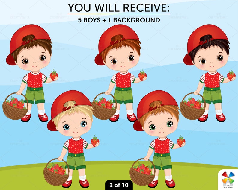 Boy Strawberry Clipart Vector Strawberry Clipart Boy - Etsy