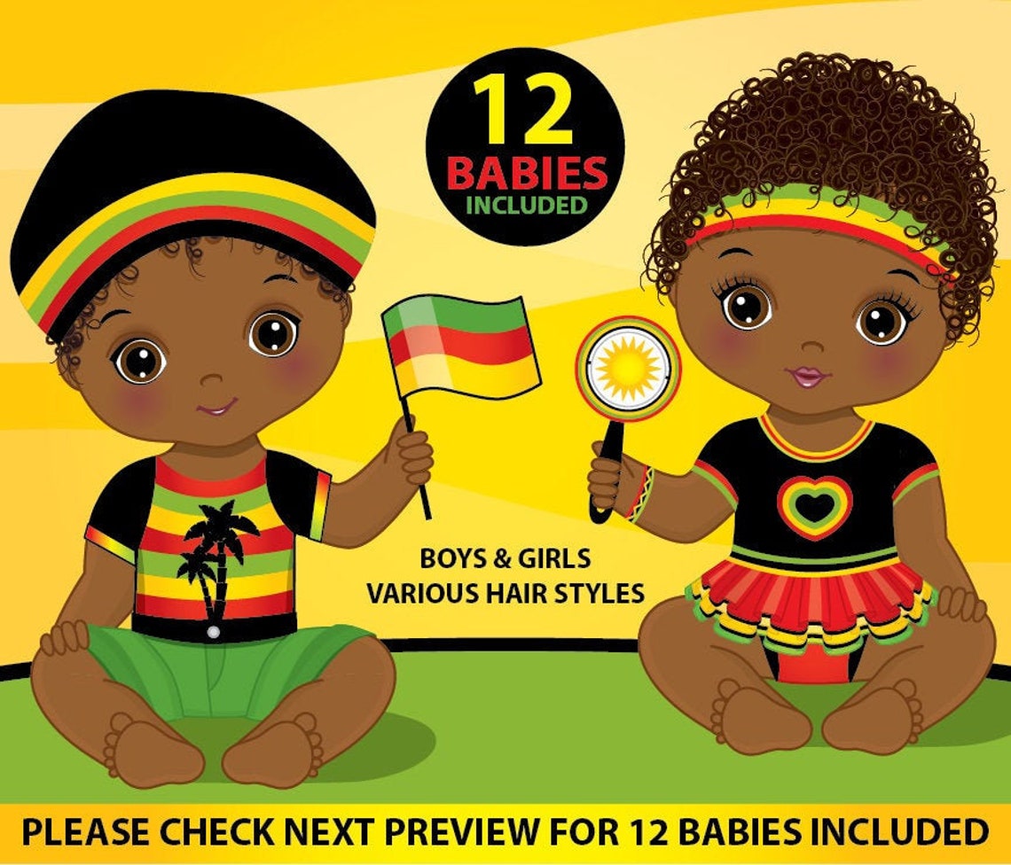 Reggae Baby Clipart Vector Cute Black Baby Clipart Rasta | Etsy