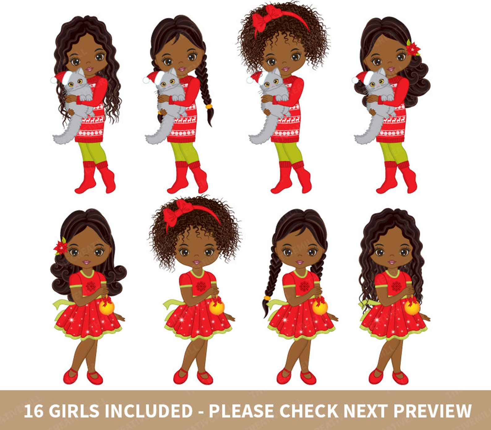 Christmas Girls Clipart Vector Christmas Clipart Girl - Etsy