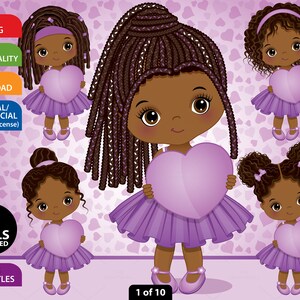 Valentines Day Girl Clipart, Vector Valentine Day, African American PNG ...
