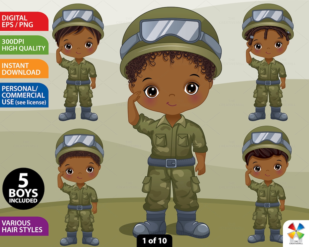 Little Soldier Clipart, Vector Army Boy, Military Boy PNG, Character ...