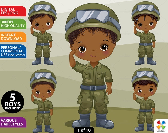 Little Soldier Clipart, Vector Army Boy, Military Boy PNG, Character ...