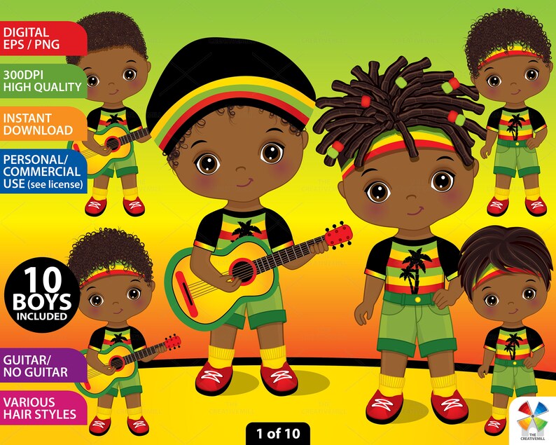 Reggae Boy Clipart Vector Rasta Boy Cute Black Boy Afro - Etsy