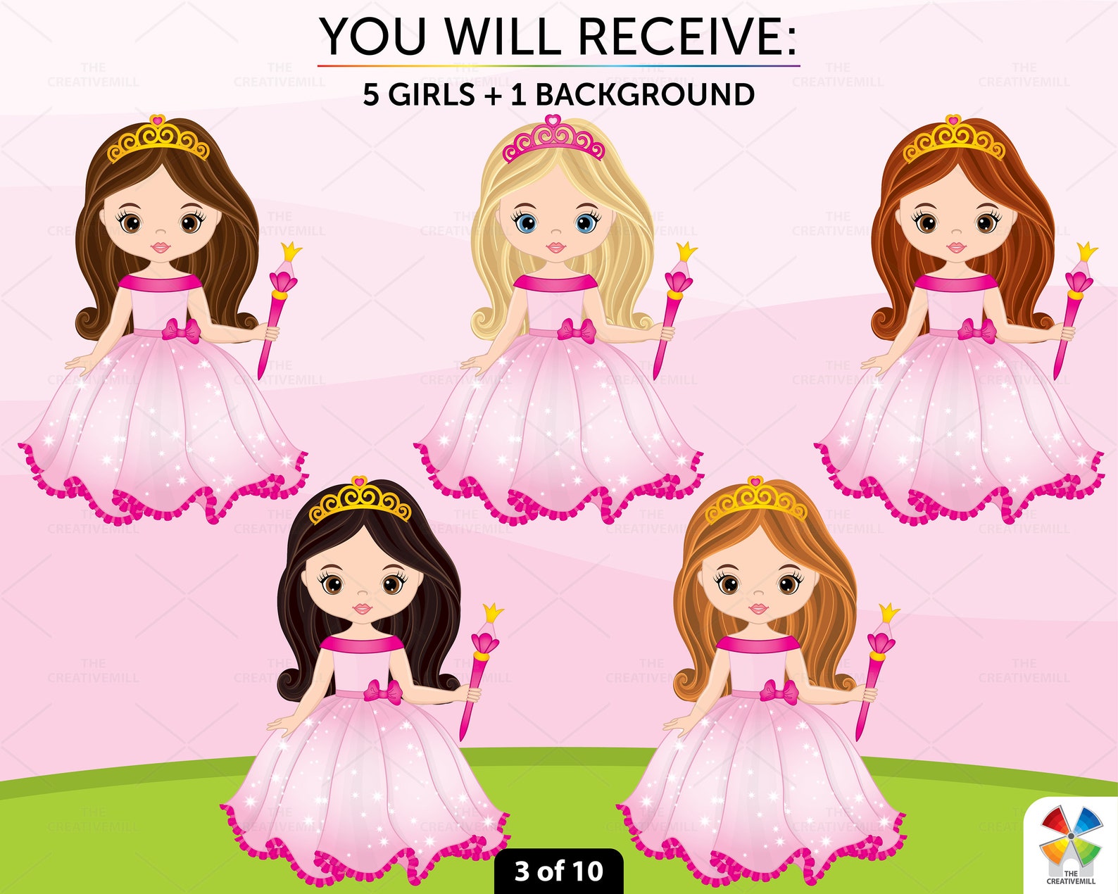 Princess Clipart Vector Princess Clipart Fairy Tale - Etsy