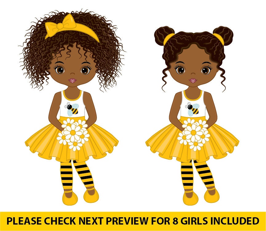 Bee Girls Clipart Vector Bee Clipart Bee Little Girls - Etsy