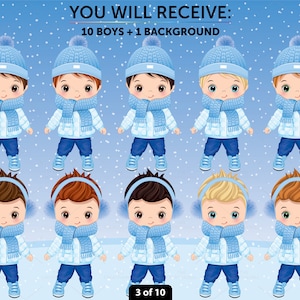 Cute Winter Boy Clipart, Vector Little Boy, Doll, Character, Christmas ...