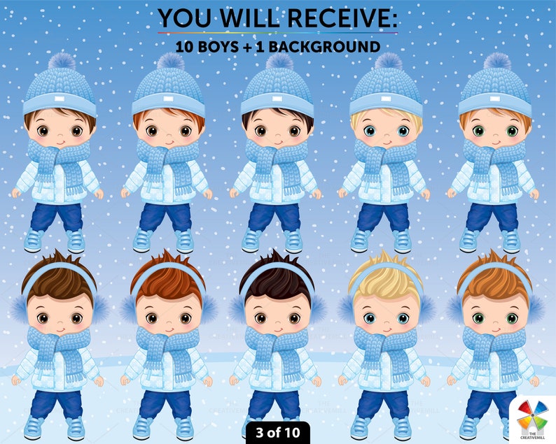 Cute Winter Boy Clipart Vector Little Boy Doll Character - Etsy