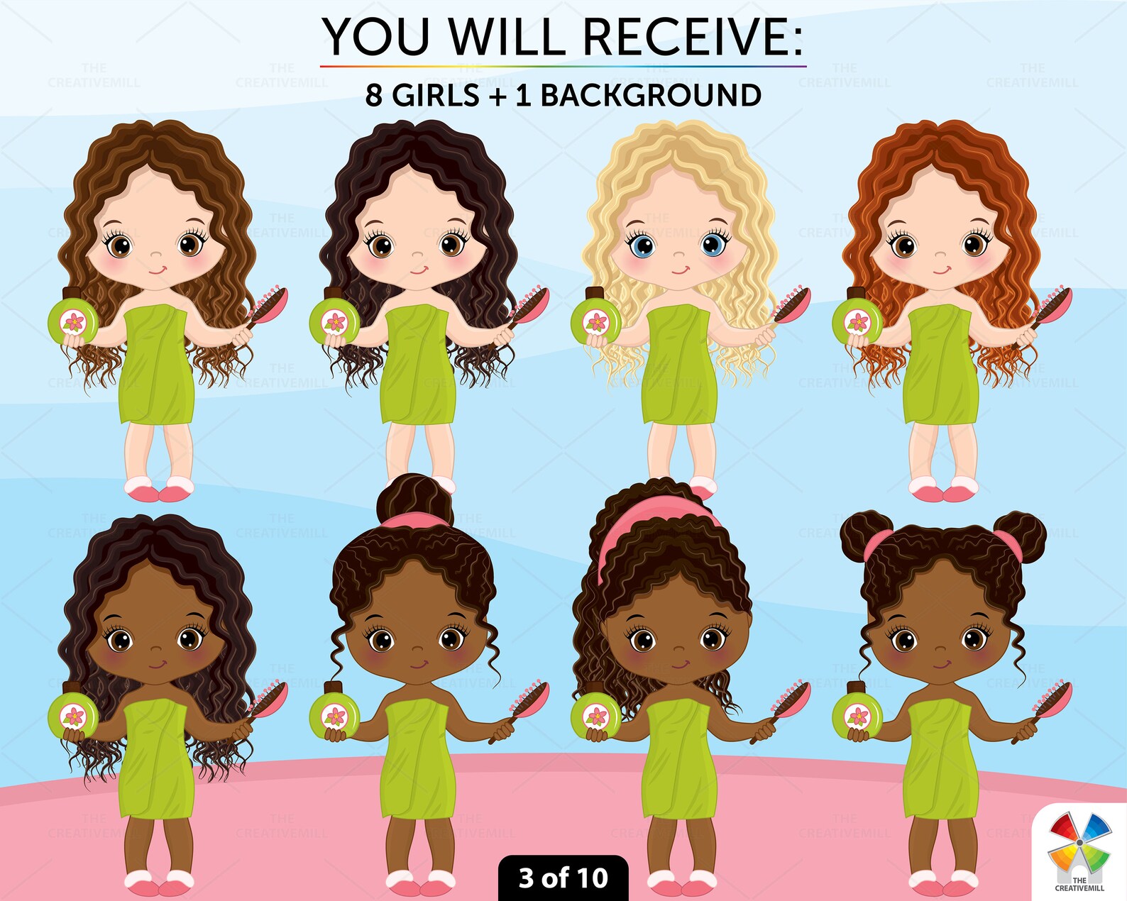 Little Spa Girls Clipart Vector Spa Girl Spa Party Clipart - Etsy