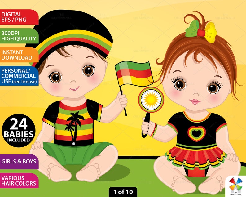 Reggae Baby Clipart Vector Cute Baby Clipart Rasta PNG Baby - Etsy
