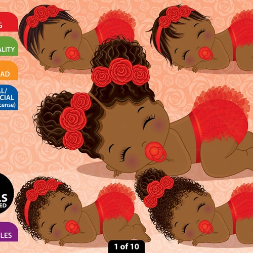 Black Baby Girl Clipart Vector Newborn White Baby Clipart - Etsy