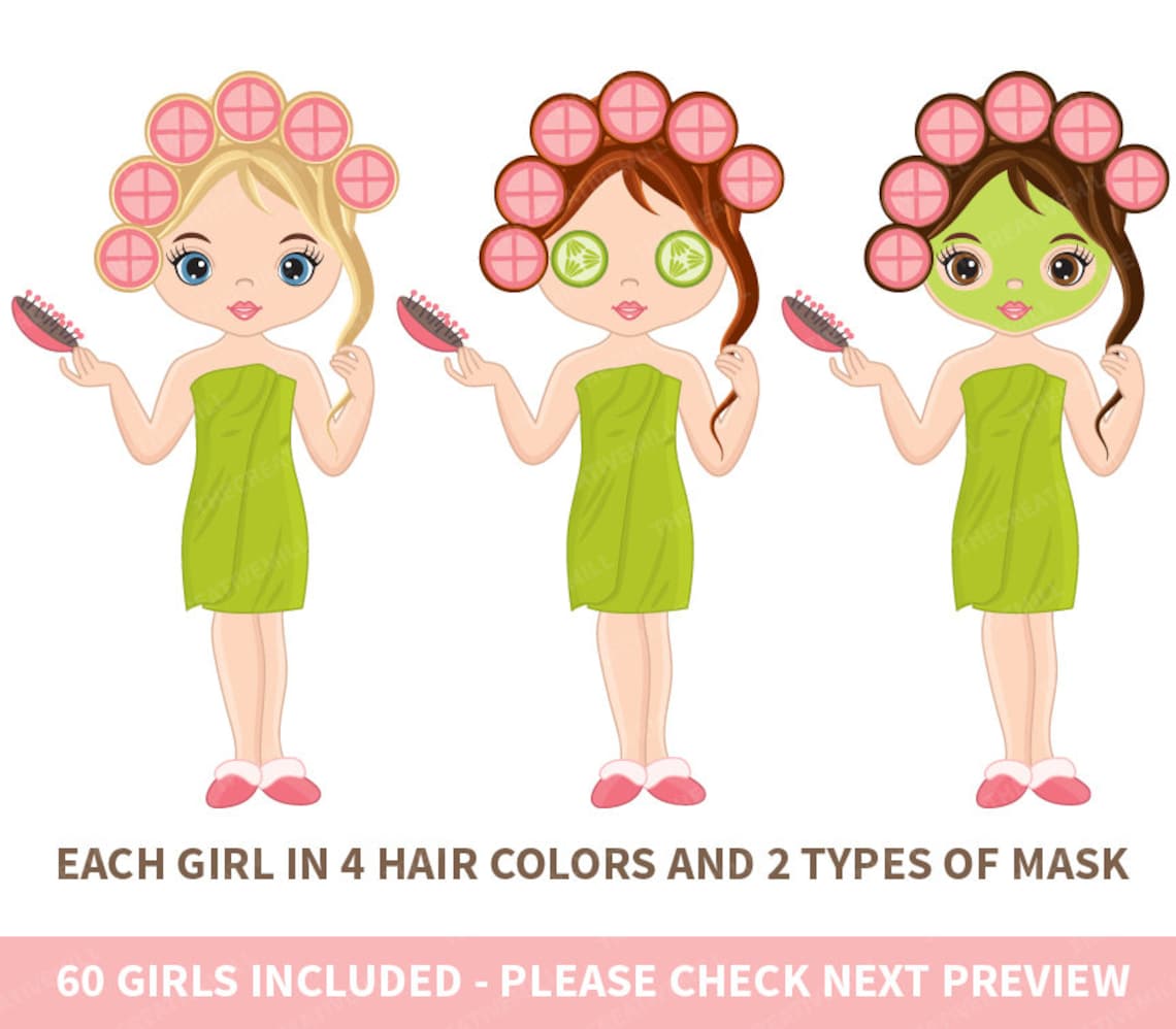 60 Spa Girls Clipart-vector Spa Girl Spa Party Clipart Spa | Etsy