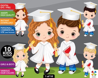 Graduation Kid Clipart,preschool, Students, Diploma, Graduation Gown ...