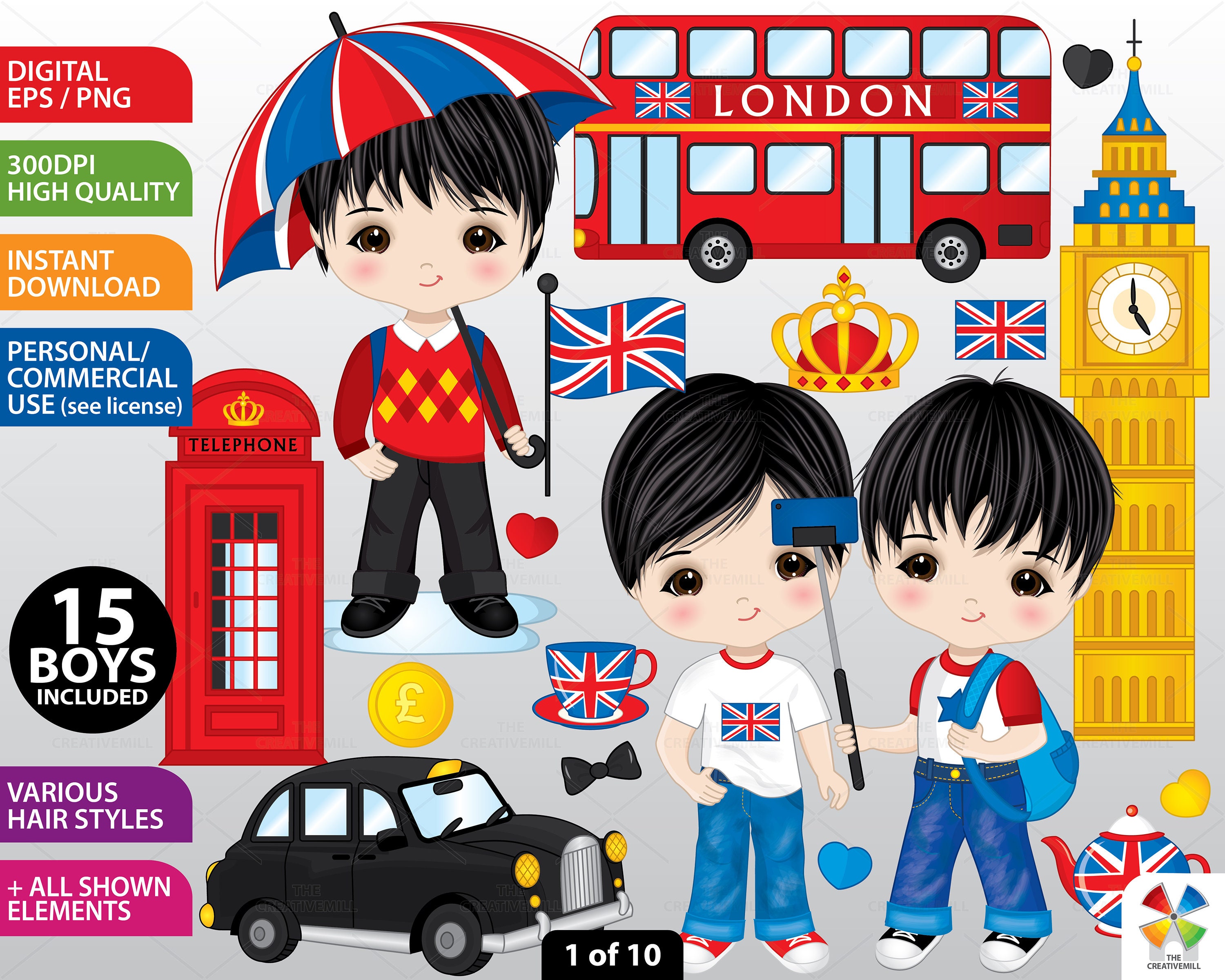 Boys in London Clipart Vector London Travel Asian Boys PNG - Etsy Canada