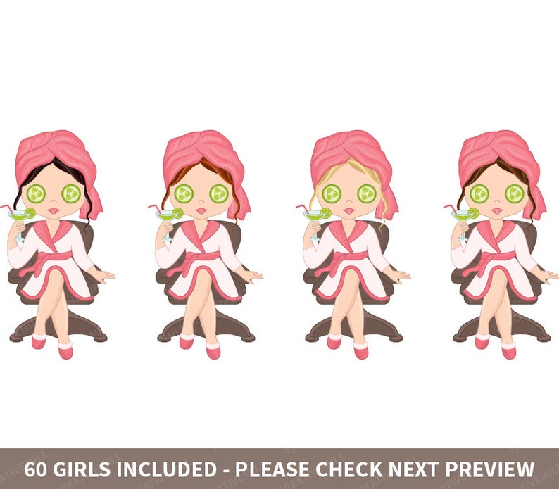 60 Spa Girls Clipart Vector Spa Girl Spa Party Clipart Spa - Etsy