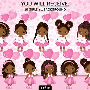 Valentines Day Girl Clipart, Vector Valentine Day, African American PNG ...