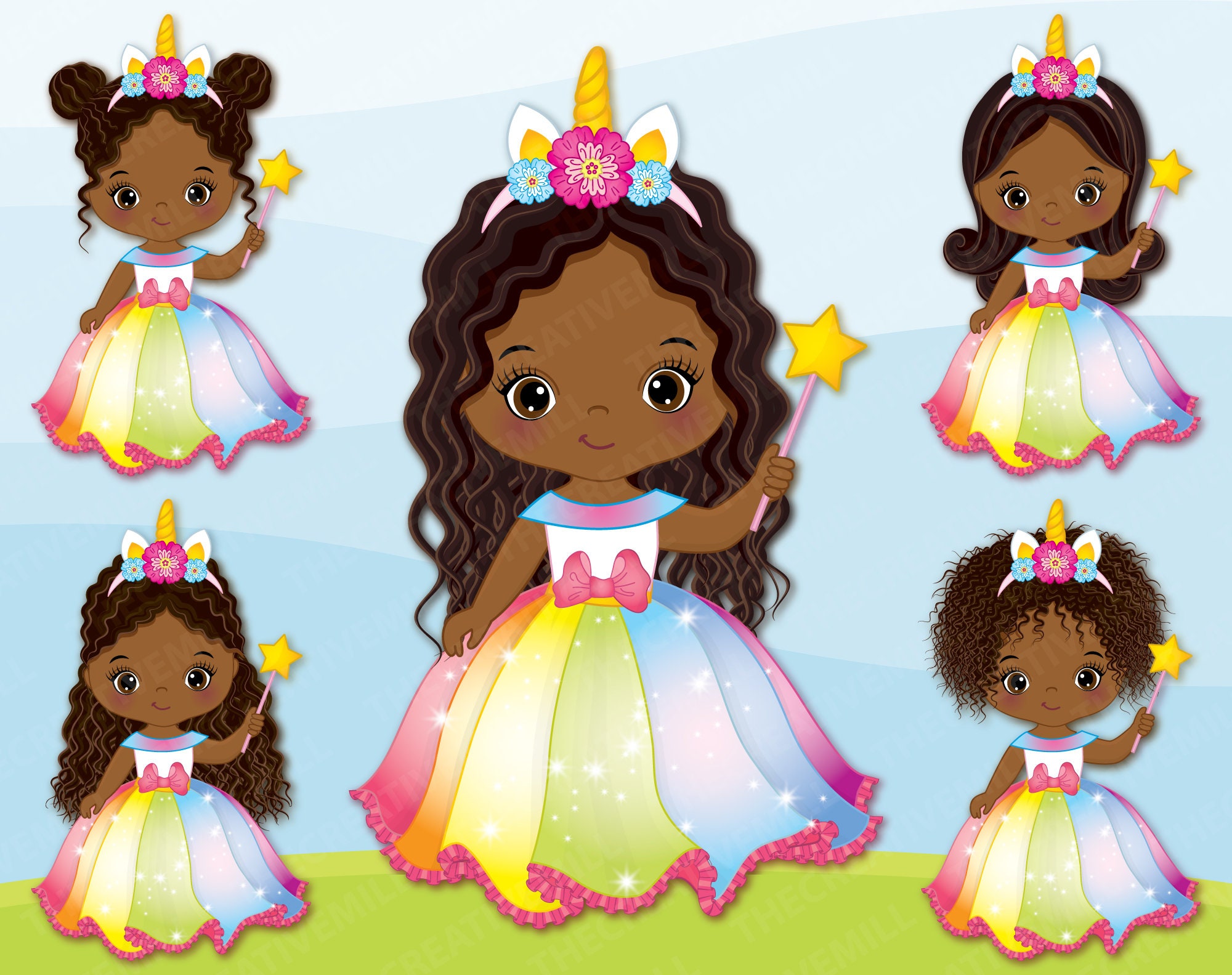 Princess Clipart Little Unicorn Girl Clipart Cute Unicorn Clipart ...