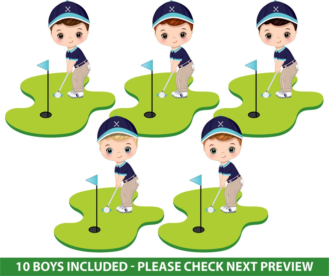 Golf Boy Clipart Vector Golf Cute Blond Boy Sport Green | Etsy
