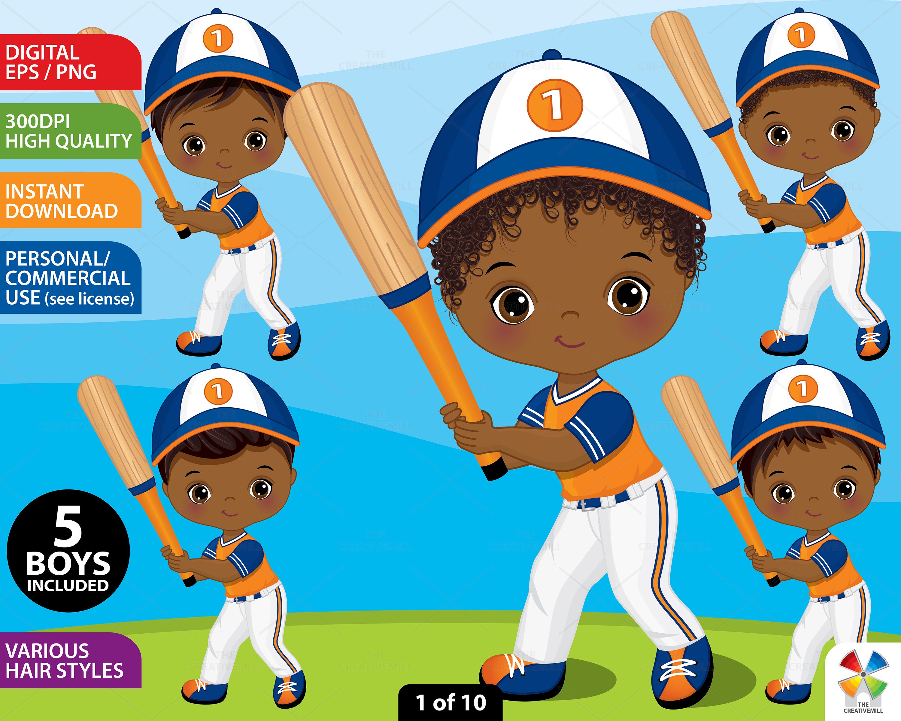 Kids Playing Baseball Clip Art