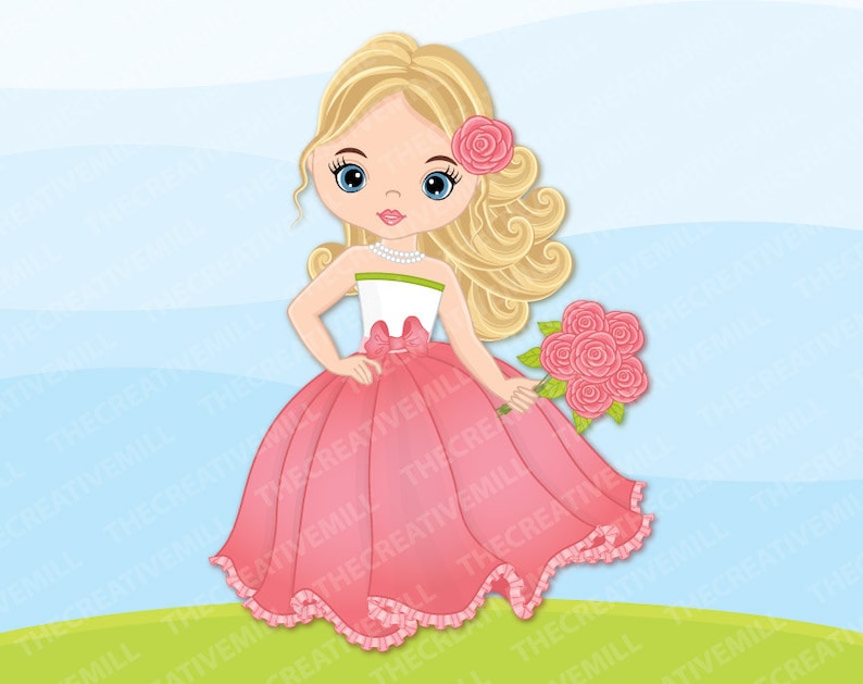 Spring Girl Clipart Vector Flower Girl Clipart Girls - Etsy