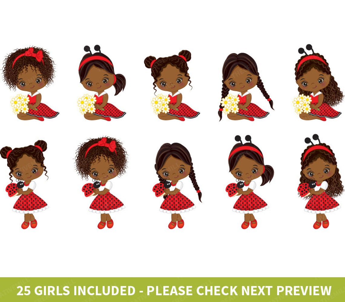 Ladybug Clipart Vector Ladybird Clipart African American - Etsy