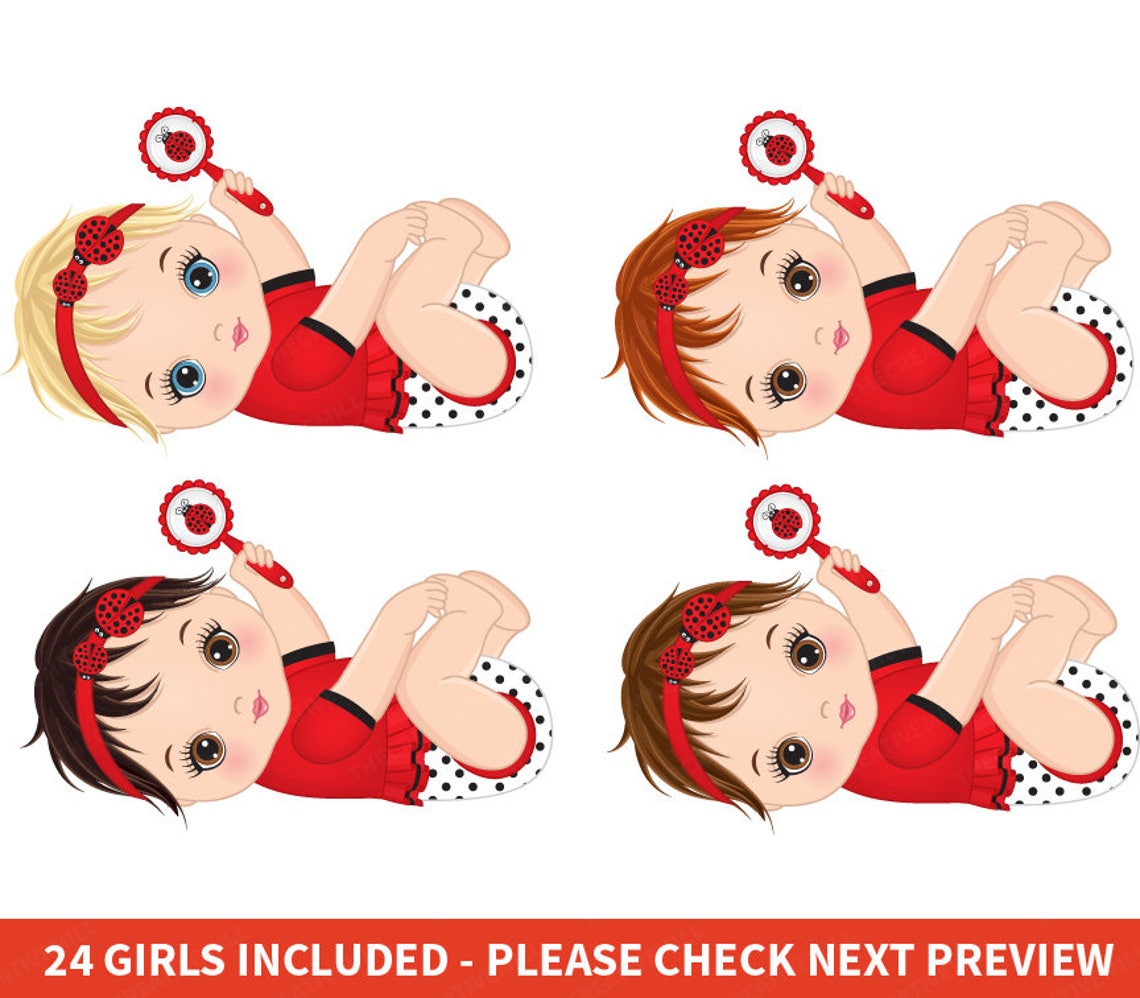 Ladybug Baby Girl Clipart Vector Baby Clipart Sticker | Etsy