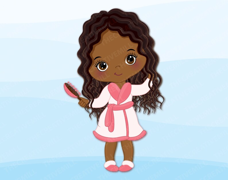 African American Little Spa Girls Clipart Vector Spa Girl | Etsy