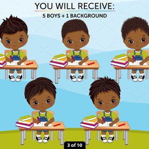 School Black Boy Clipart, Vector School Kid, African American, Study ...