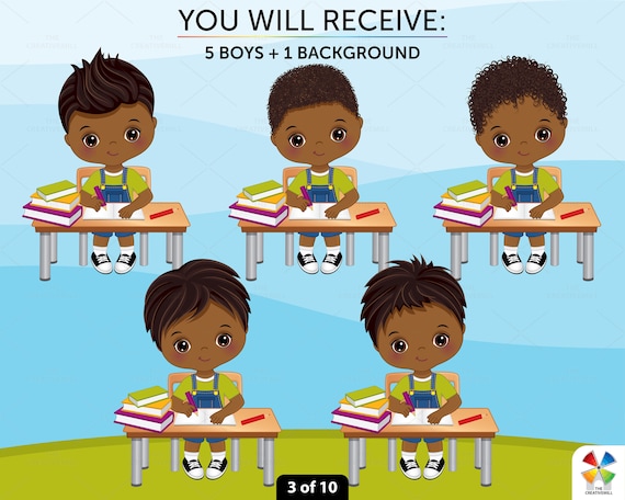 Kids Working At School Clip Art