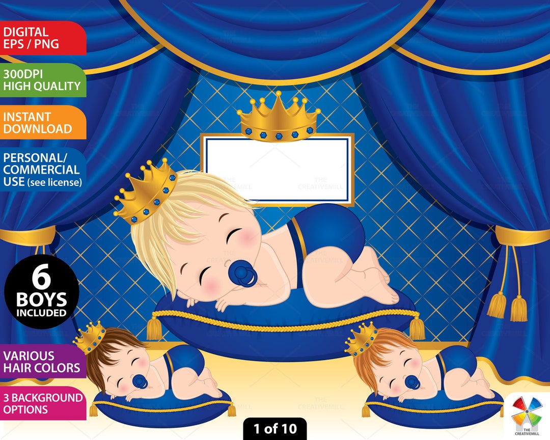 Baby Prince Clipart, Newborn, Royal Blue, Baby Shower, Little Prince ...